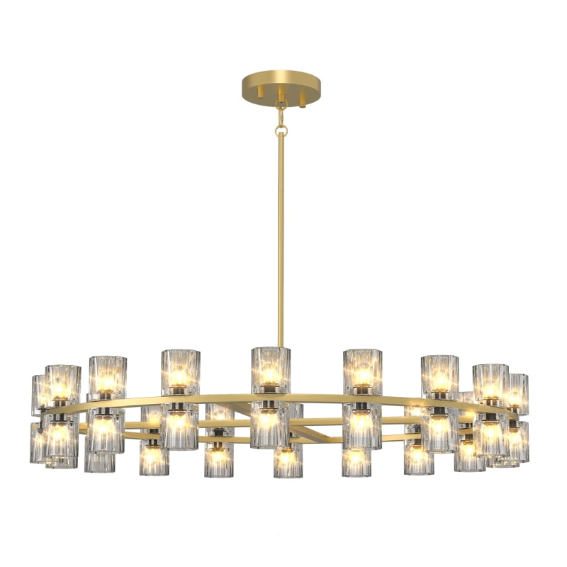 Modern 36" Gold Round Chandelier Light Fixture K9 Crystal Chandeliers ...
