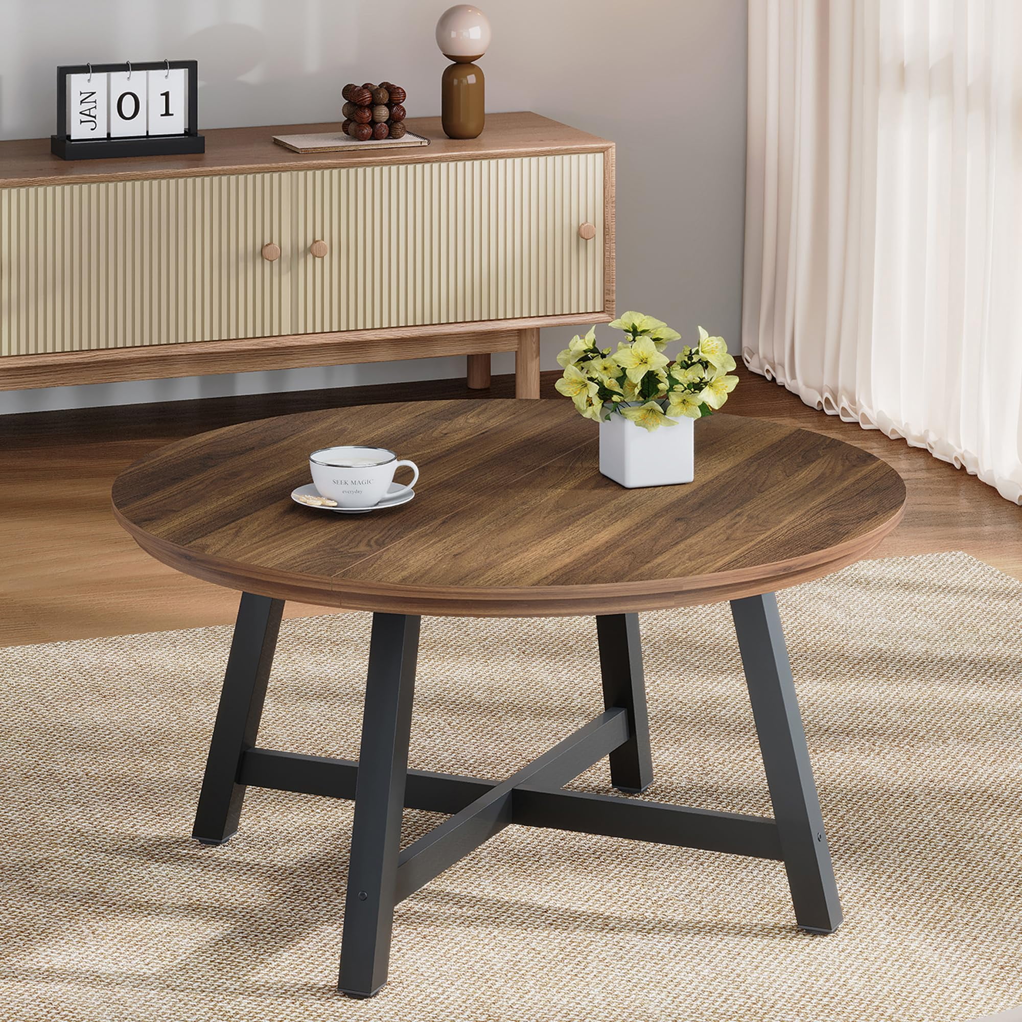 Modern 36 Inch Round Coffee Table, Round Coffee Table, Small Coffee ...