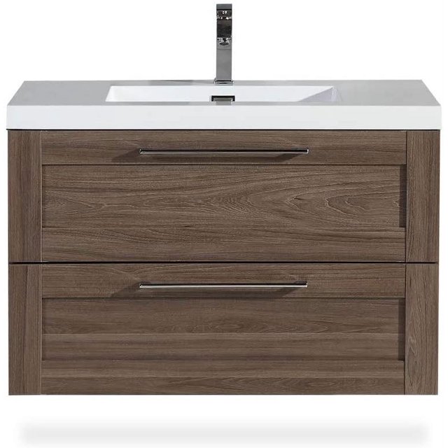 Modern 36 Inch Wall Mounted Cosmo Bathroom Vanity Elm with Sink ...