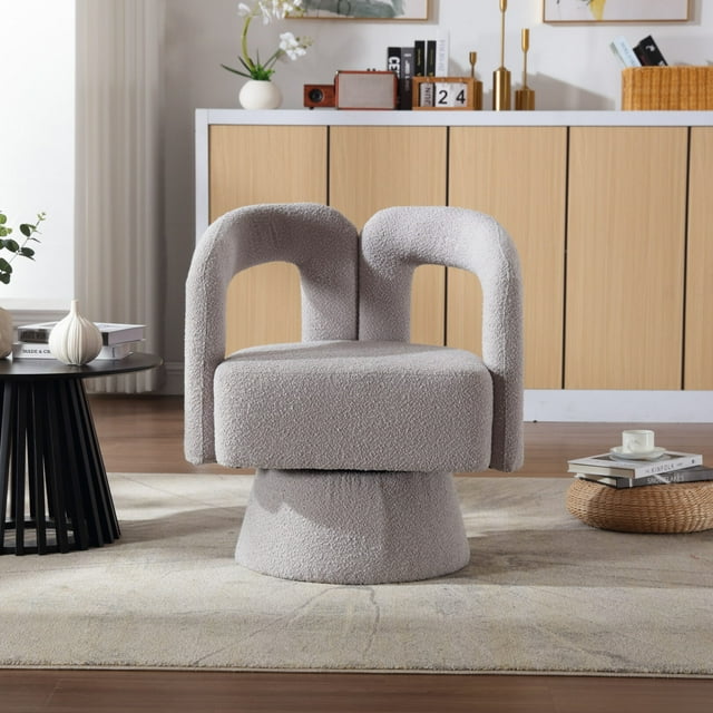 Modern 360 Degree Swivel Cuddle Barrel Accent Chairs with Hollow ...