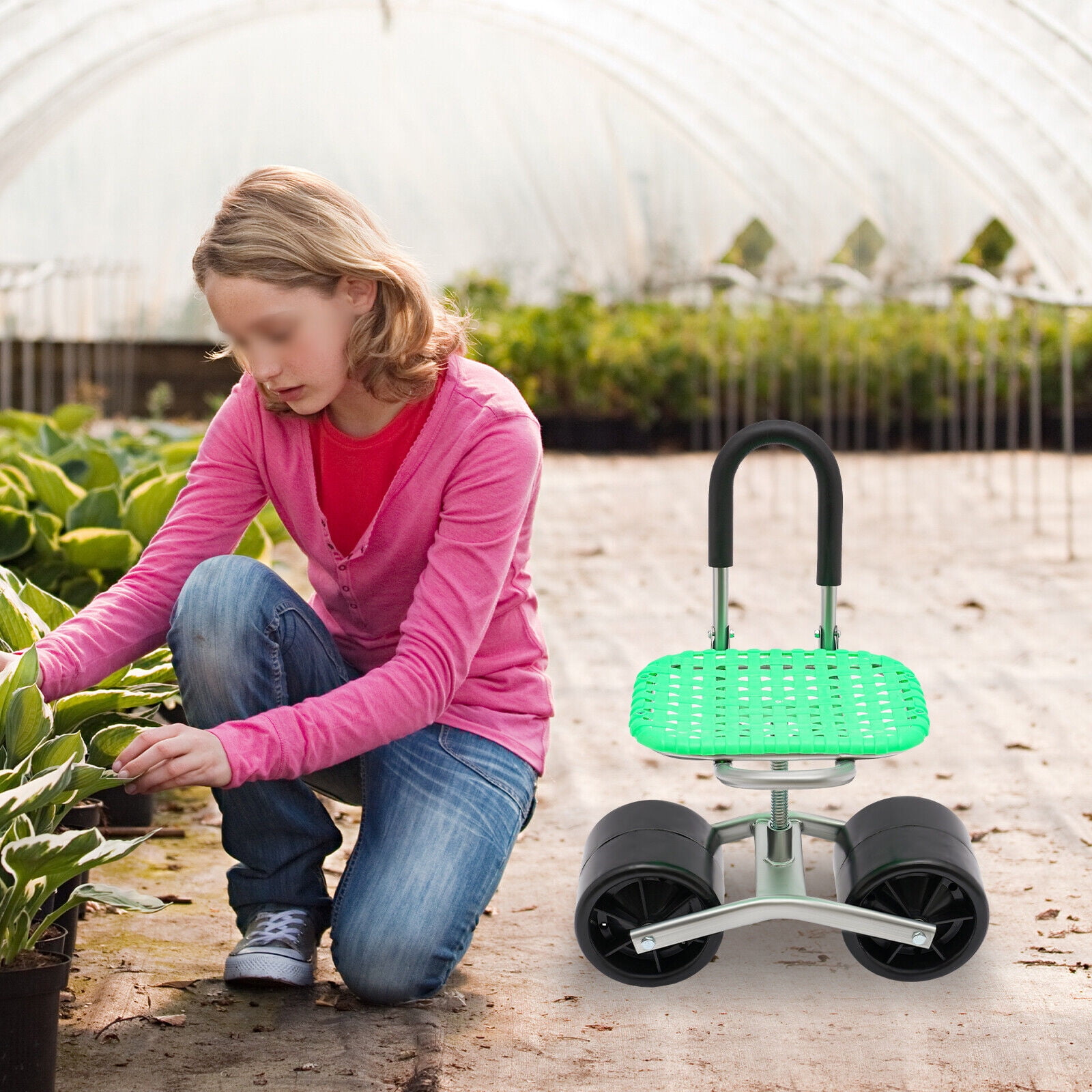 Modern 360° Rotates Garden Rolling Seats Garden Cart w/2 Wheels, Height ...