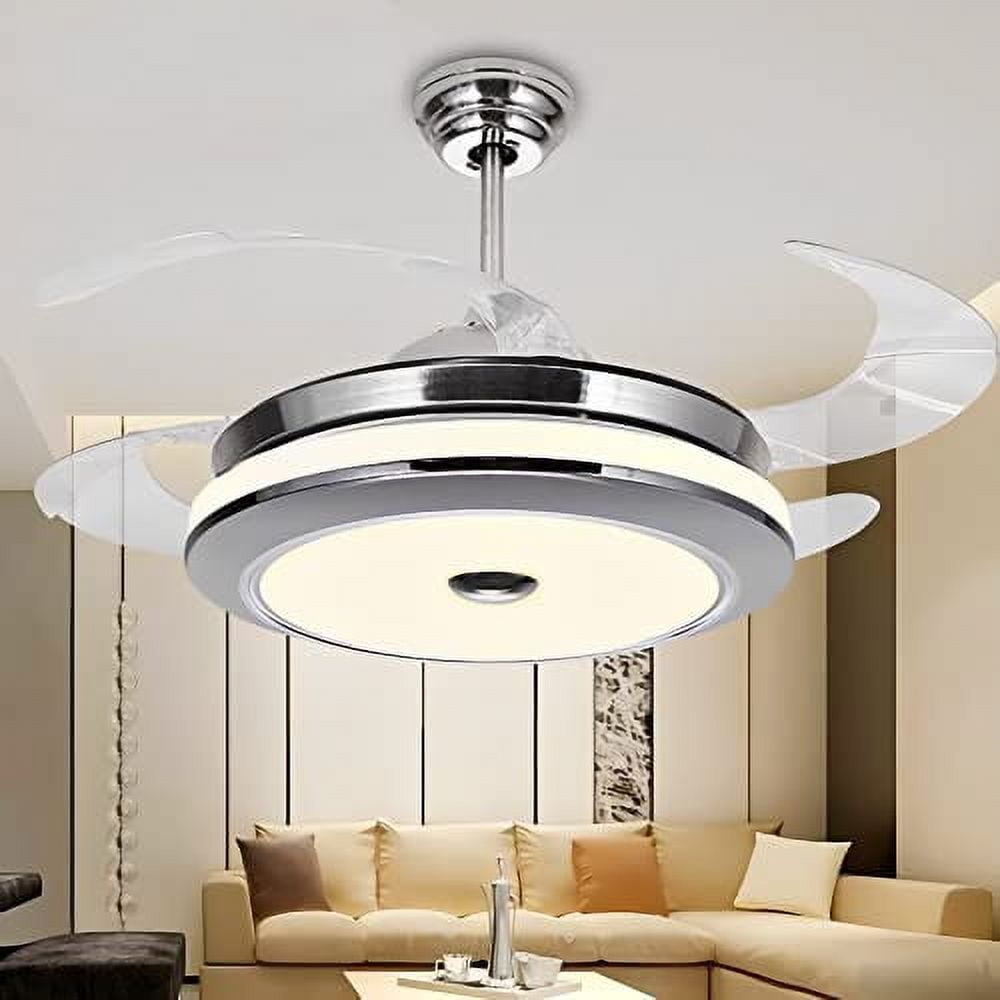Modern 36inch Ceiling Fan with Light and Remote Control Retractable ABS ...