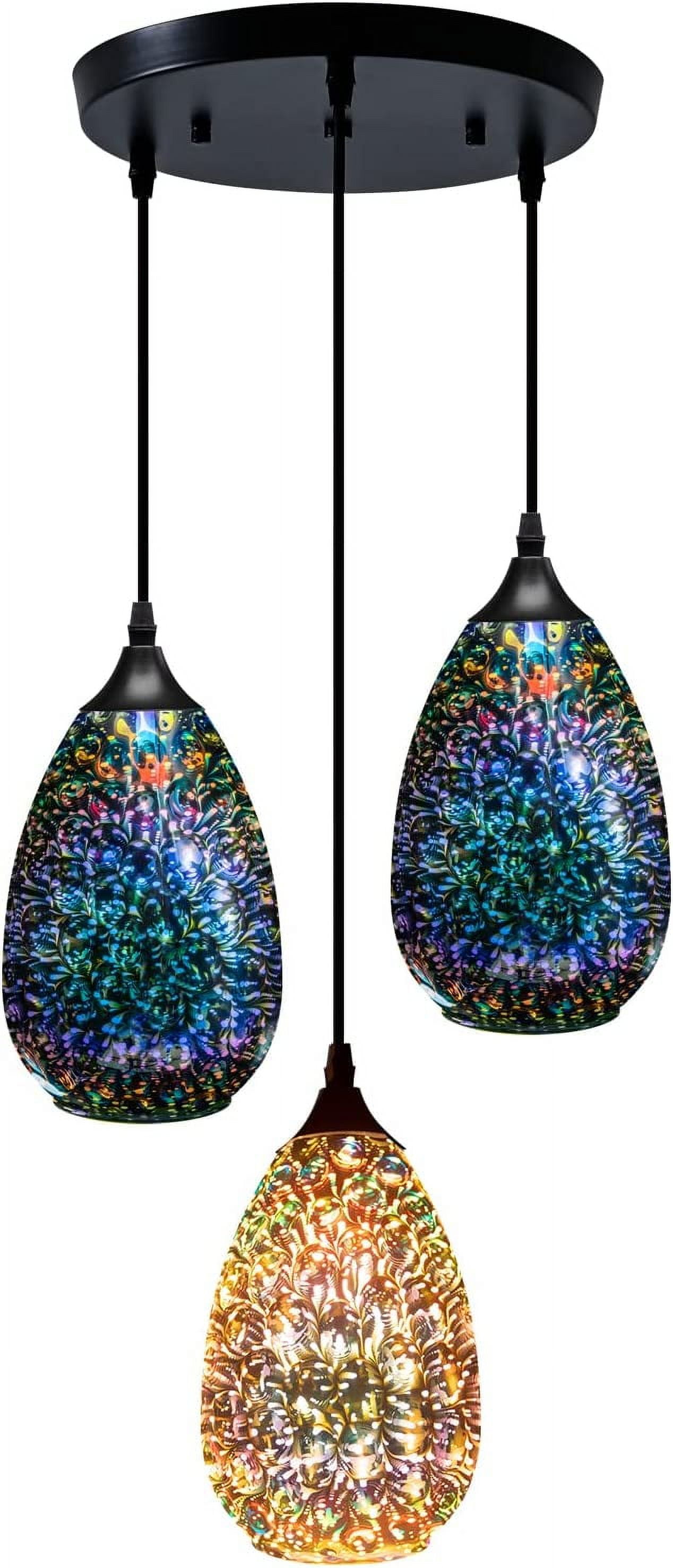 Modern 3D Pendant Lights Kitchen Island 3 Pack, Farmhouse Colorful ...