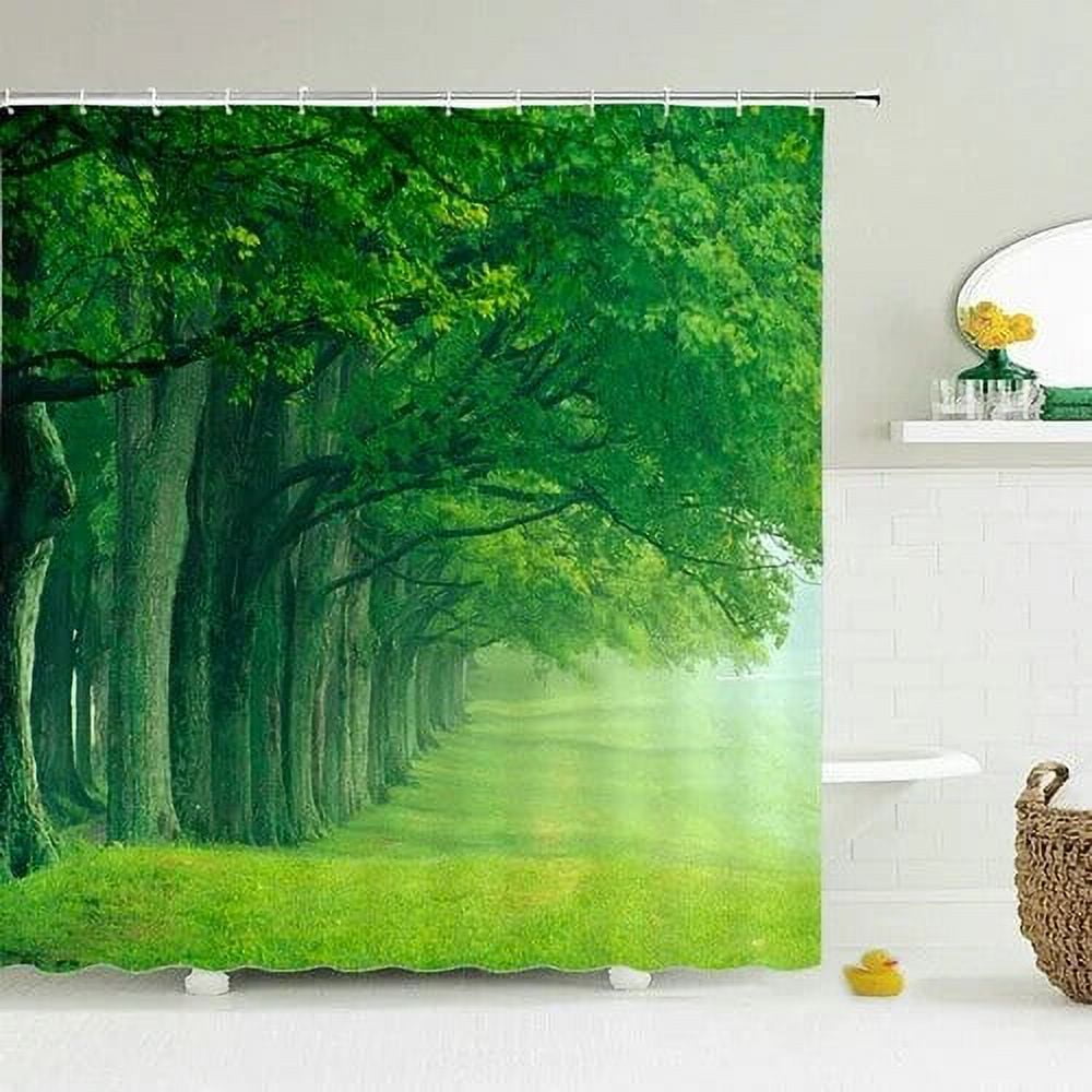 Modern 3d Printing Forest Shower Curtain Green Plant Tree Landscape