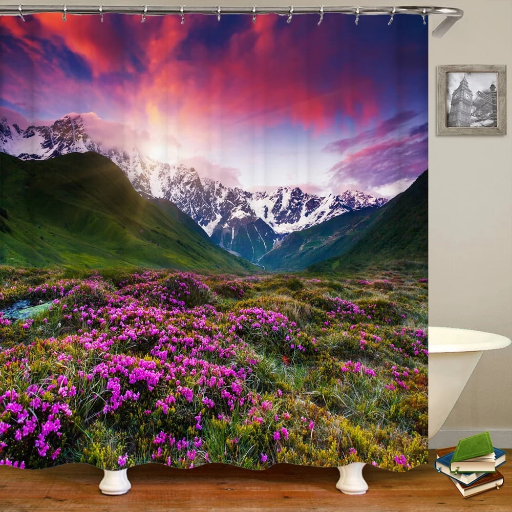 Modern 3d Printing Forest Shower Curtain Green Plant Tree Landscape