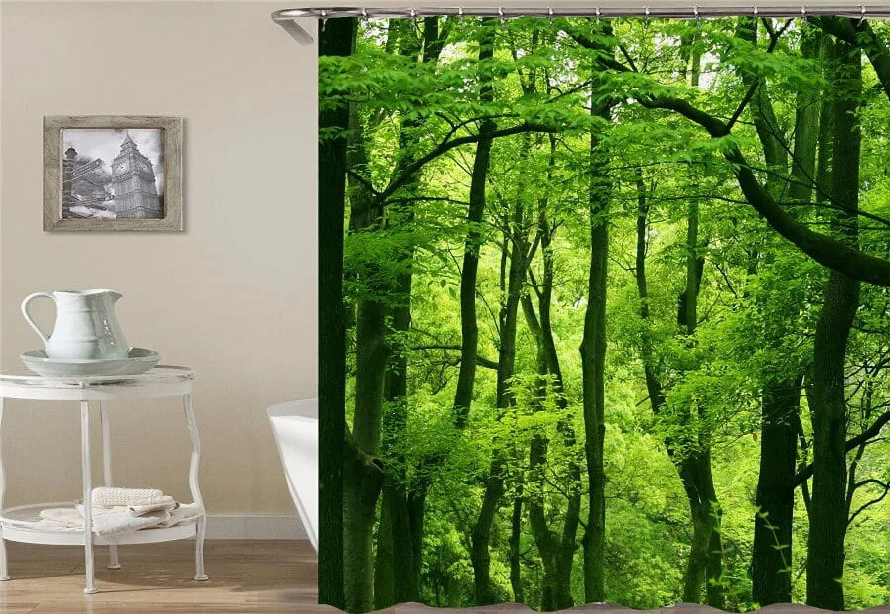 Modern 3d Printing Forest Shower Curtain Green Plant Tree Landscape