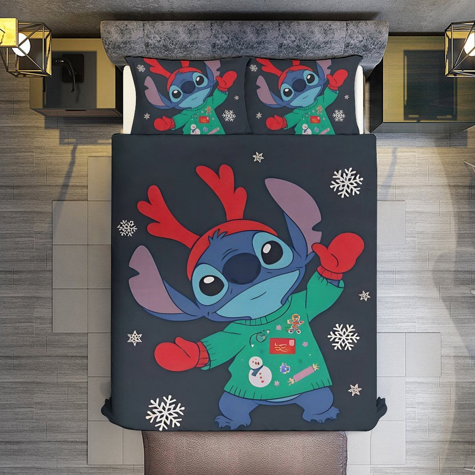Modern 3D Stitch Cartoon Bedding Set with Zipper Closure for Girls ...