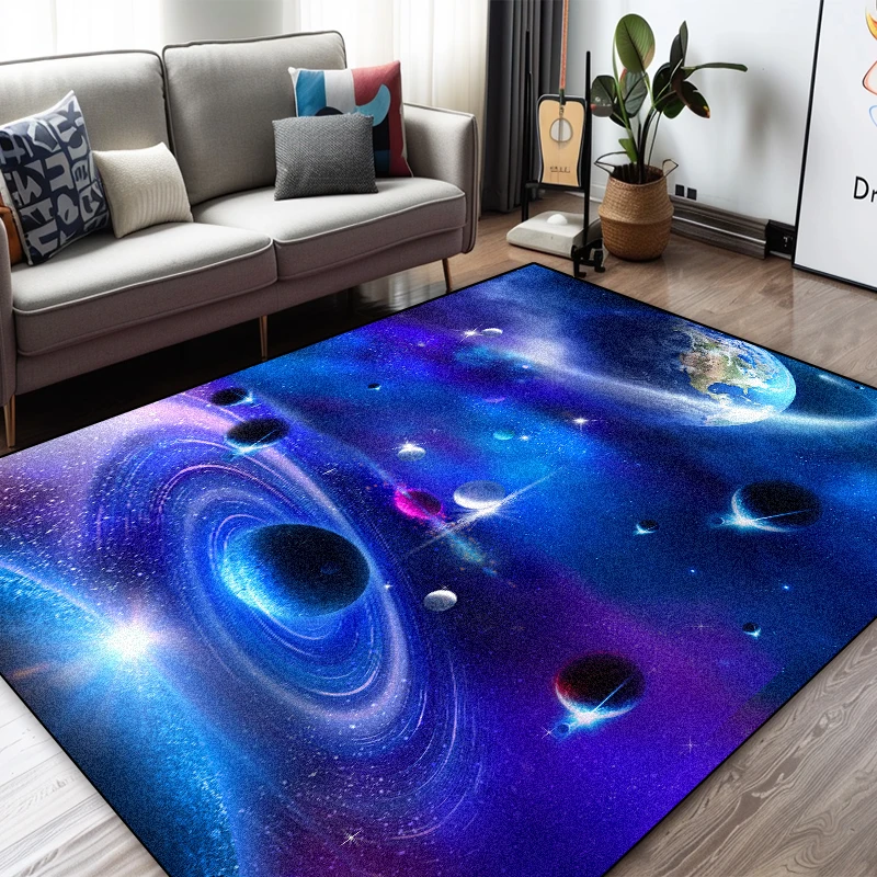 Modern 3D Vision Starlit Sky Carpet for Living Room Geometric Bedroom ...
