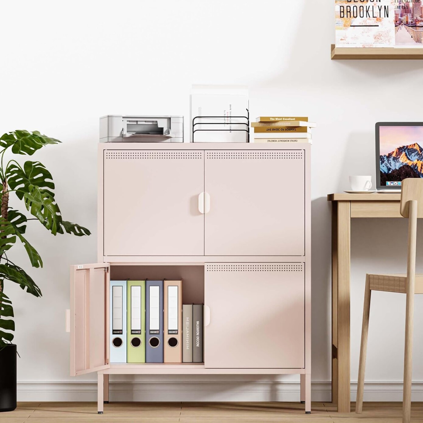 Modern 4 Door Storage Cabinet with Quiet Magnetic Lock & Ventilated ...