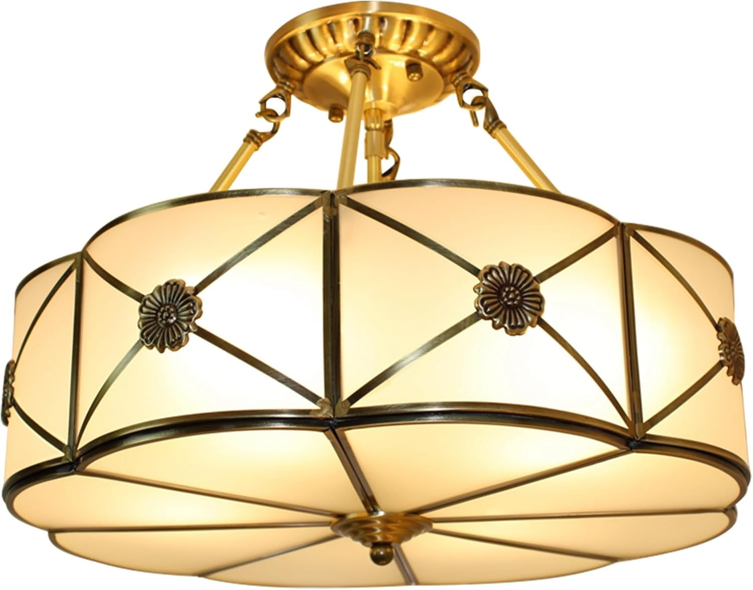 Modern 4-Light Ceiling Light,17.7in Semi-Flush Mount Drum Ceiling Light Fixture,Bronze Finish ...