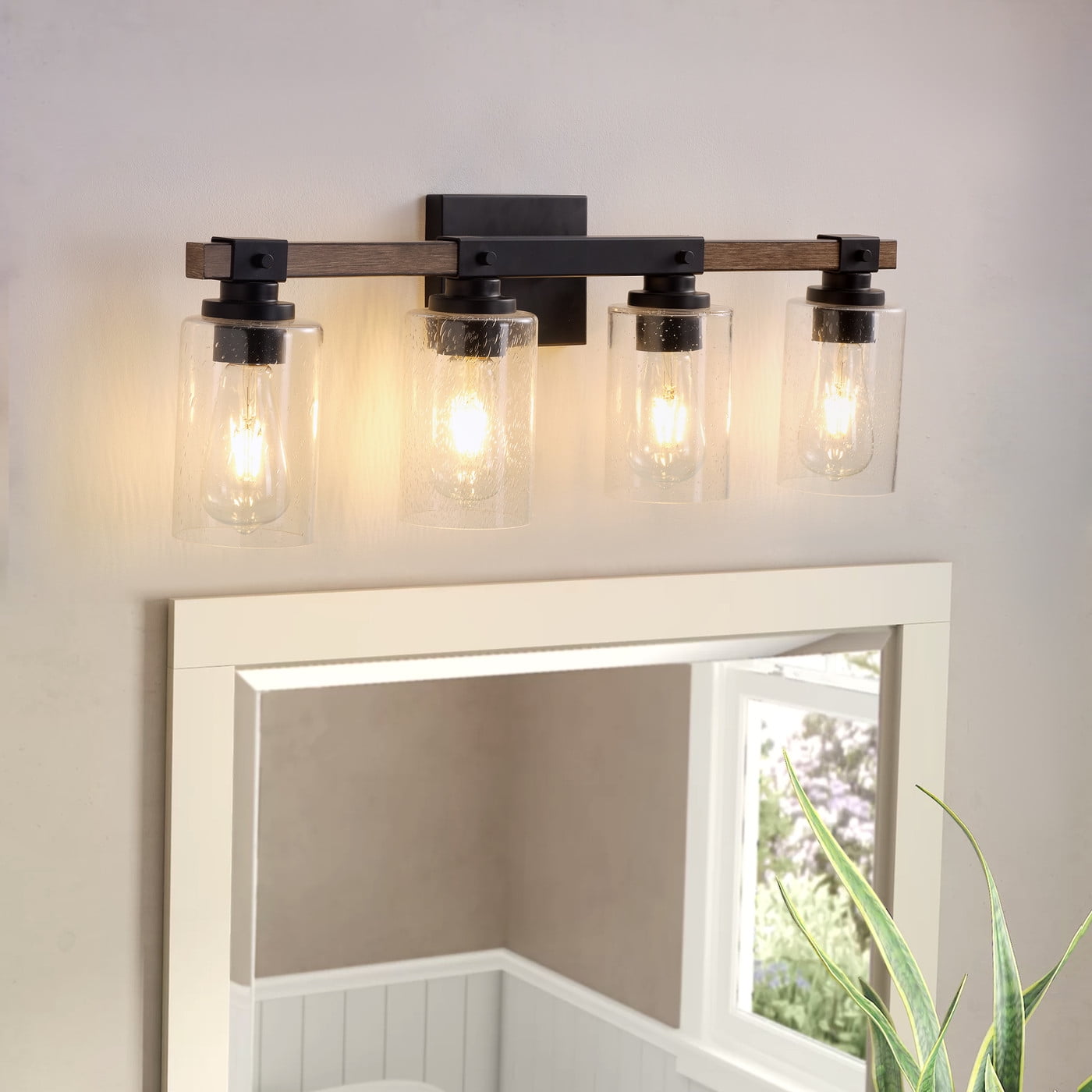 Modern 4-Light Wall Sconce Cylinder Black Vanity Lighting Minimalist ...