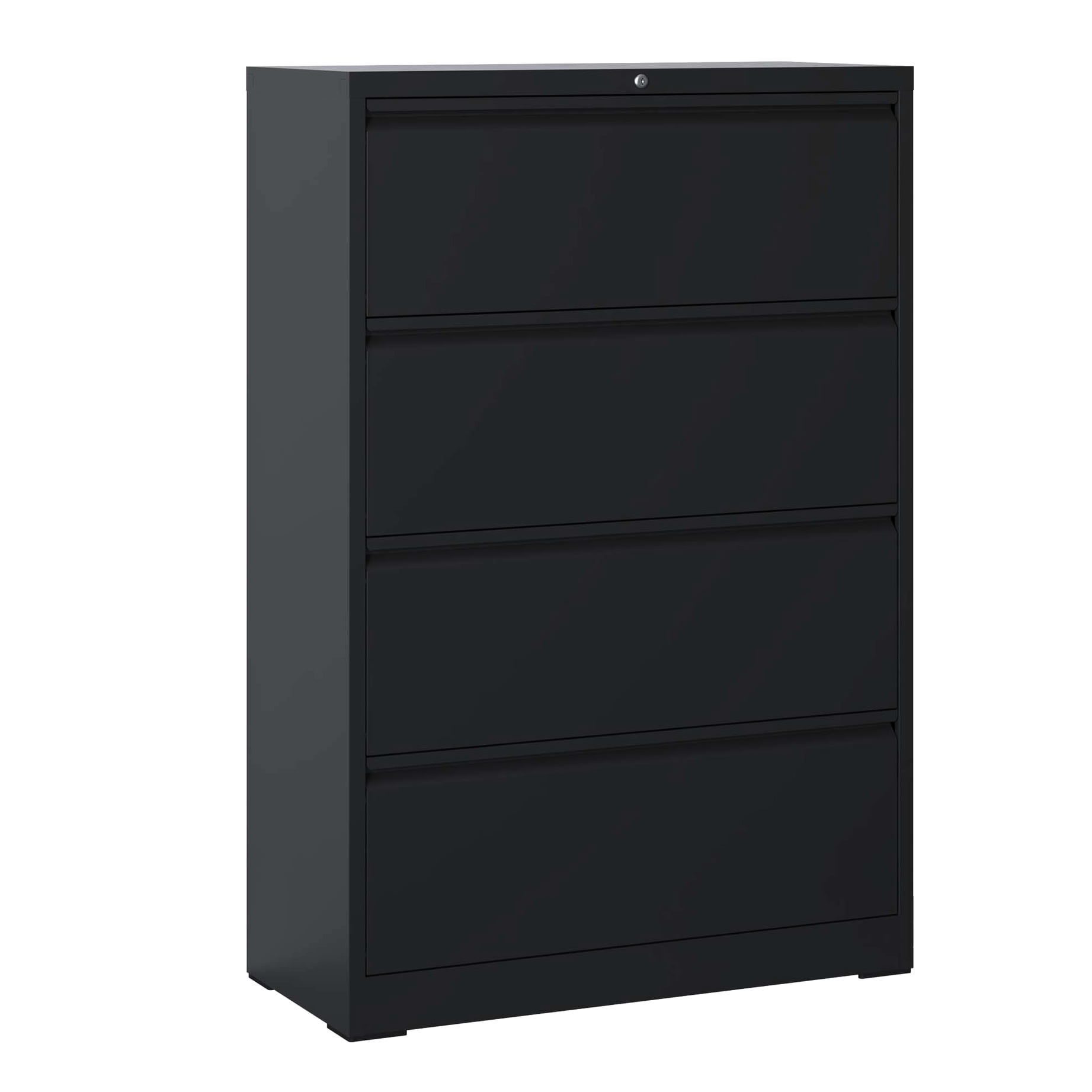 Modern 4 Locking File Cabinet, Black Metal For Office Use, Accommodates ...