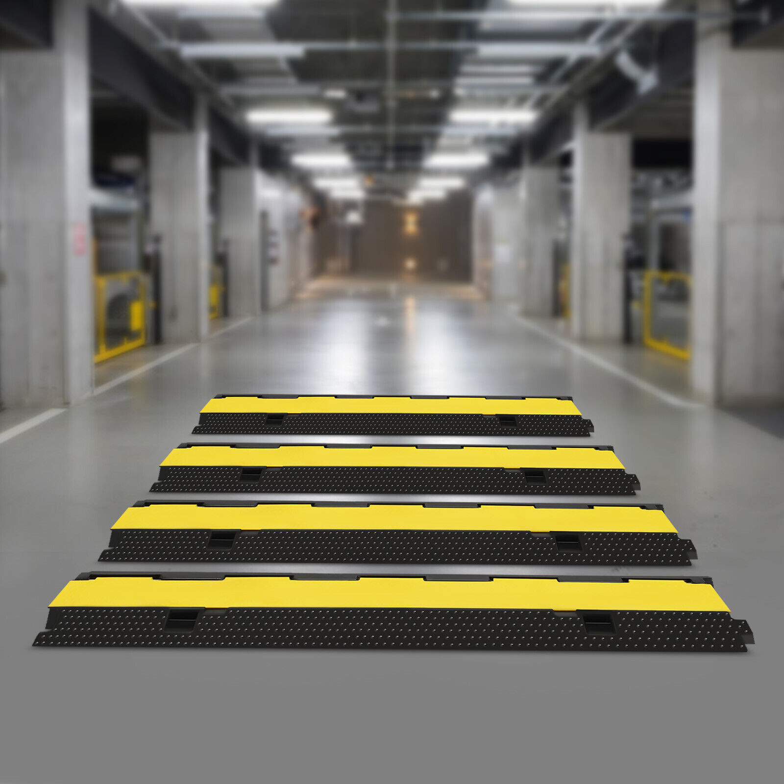 Modern 4 Pcs Cable Bump Protector Ramp 2 Channel Rubber Electrical Wire ...