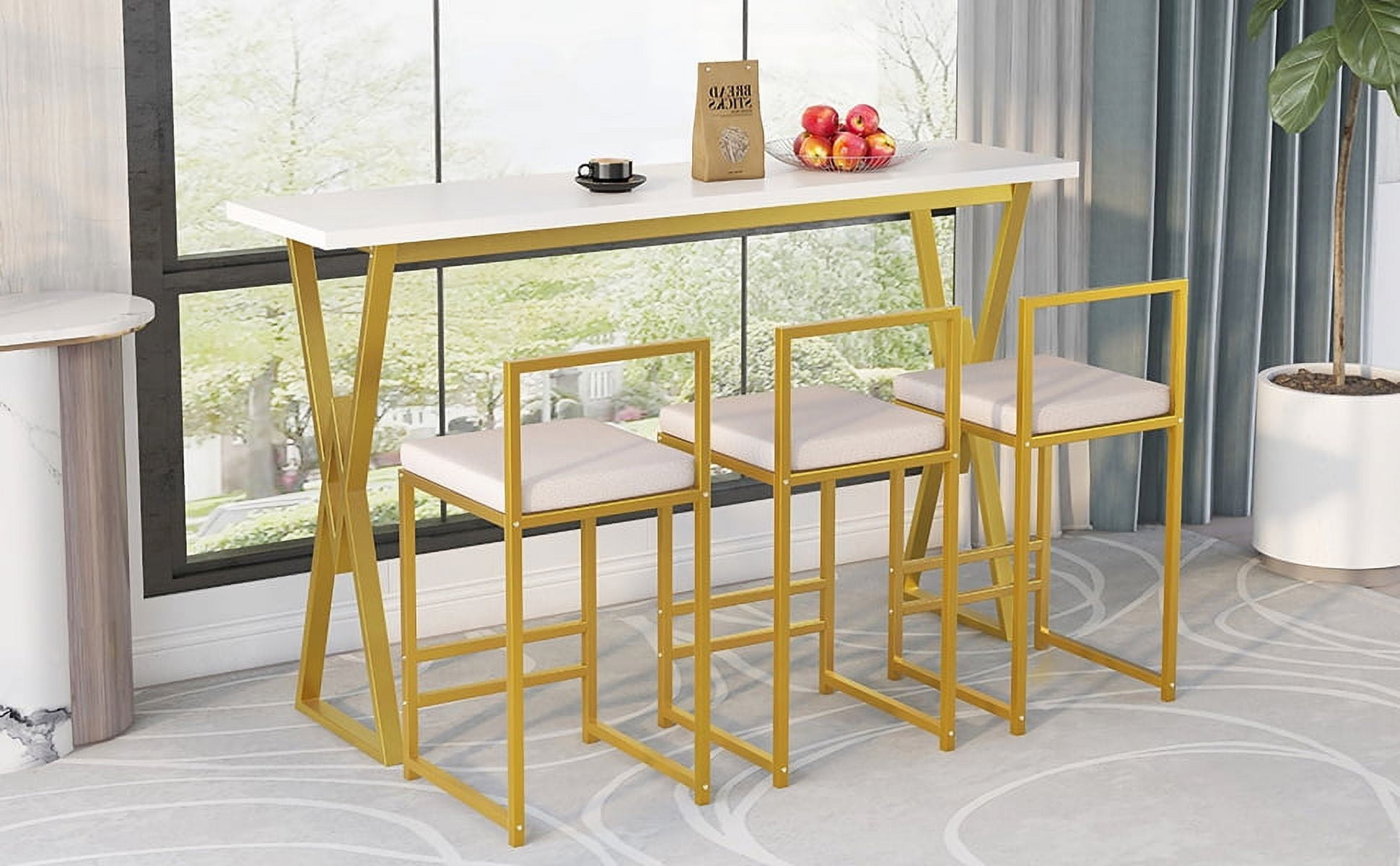 Modern 4-Piece Counter Height Extra Long Console Bar Dining Table Set ...