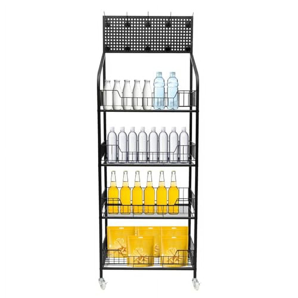 Modern 4-Tier Black Retail Display Rack Stand with Snack Baskets ...