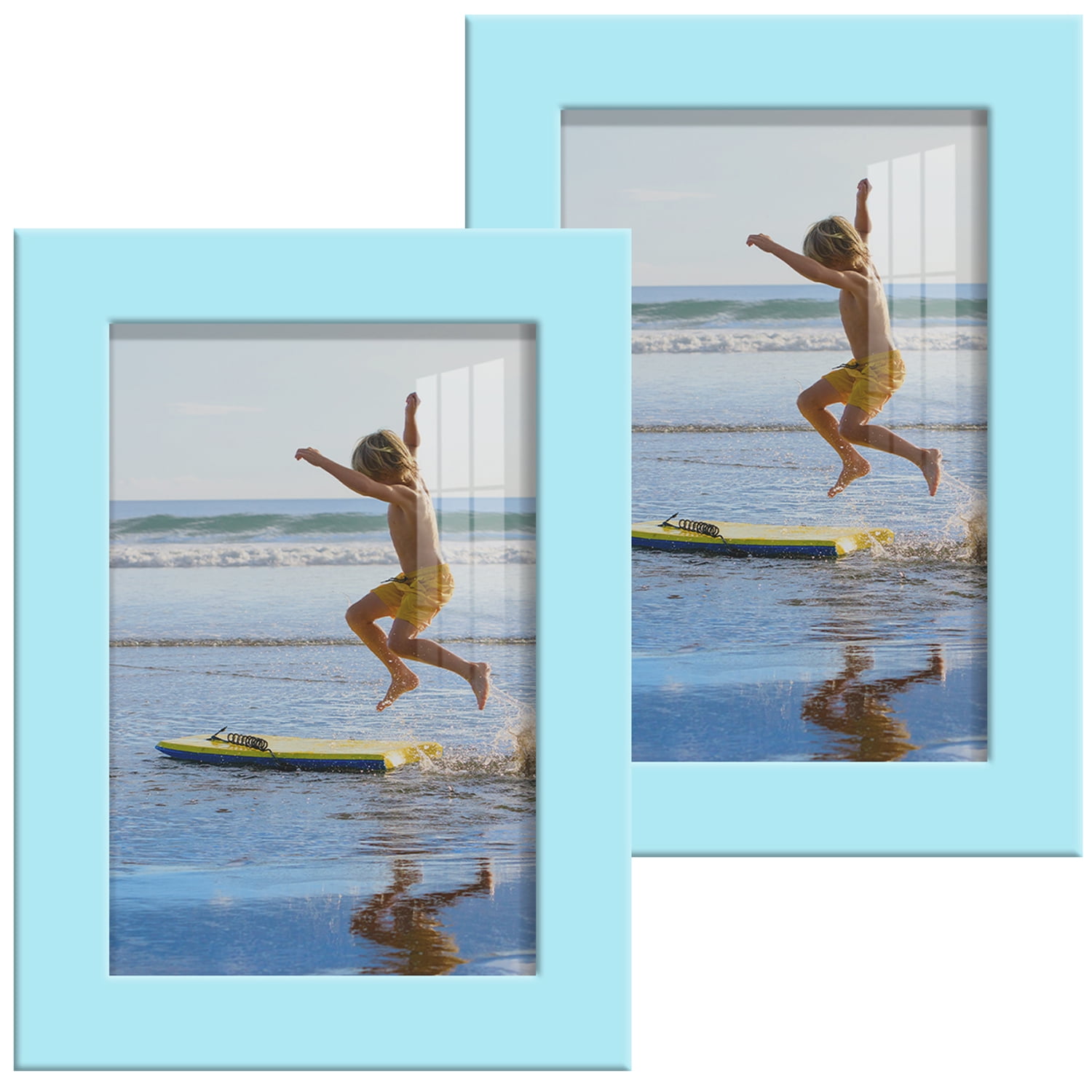 Modern 4 in. x 6 in. Light Blue Picture Frame (Set of 2) - Walmart.com