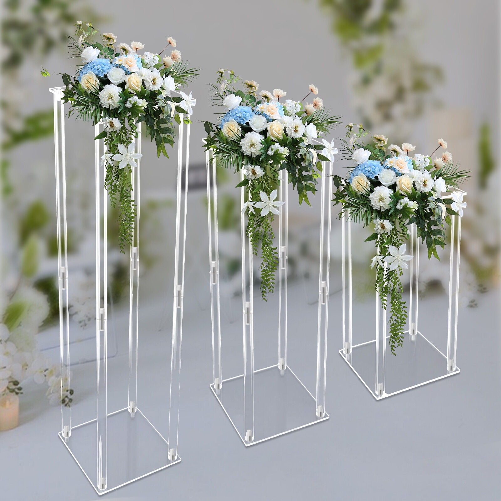 Modern 40/60/80cm Clear Acrylic Flower Stand Column Vase Wedding ...