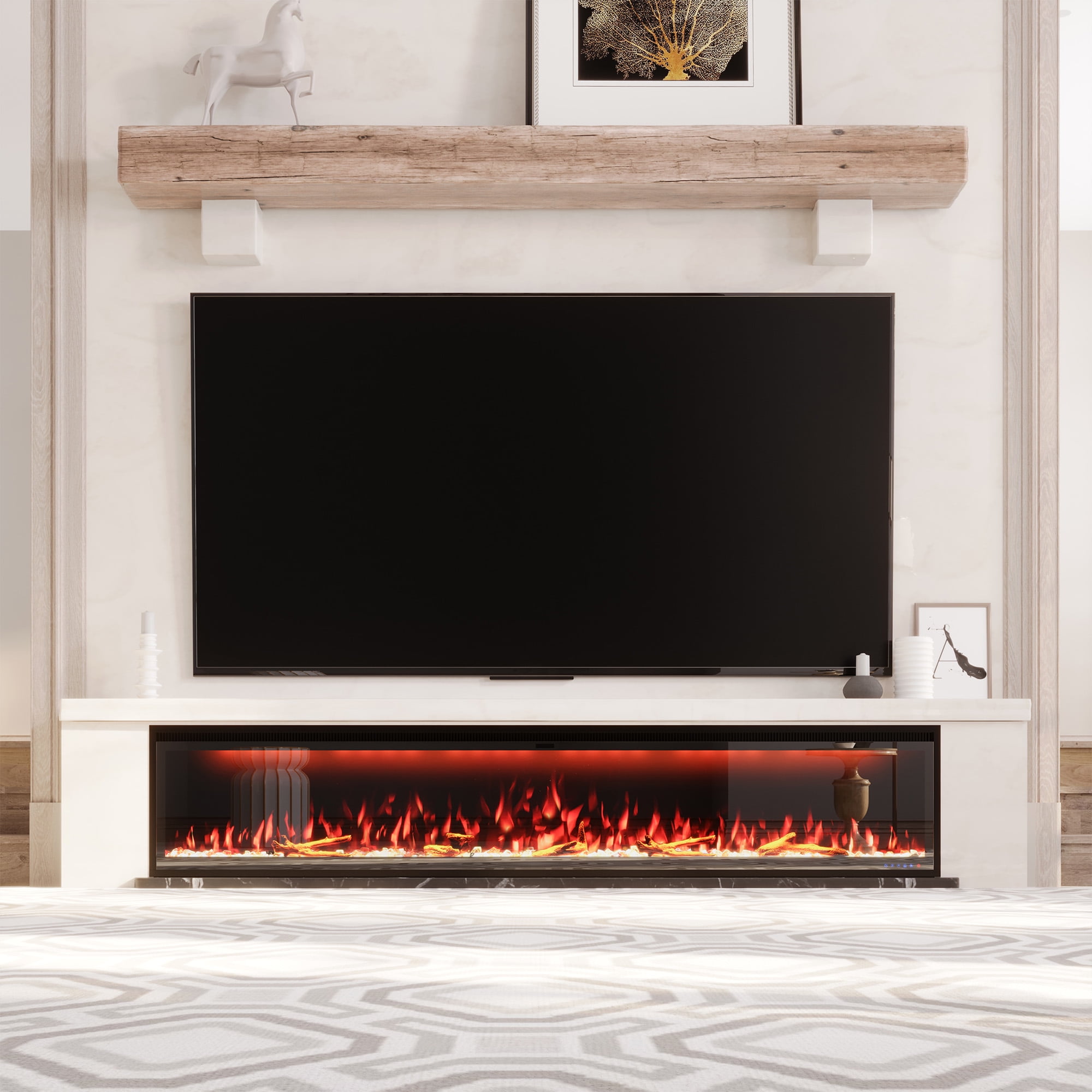 Modern 42-88" Recessed Wall-Mounted Control Electric Fireplace ...