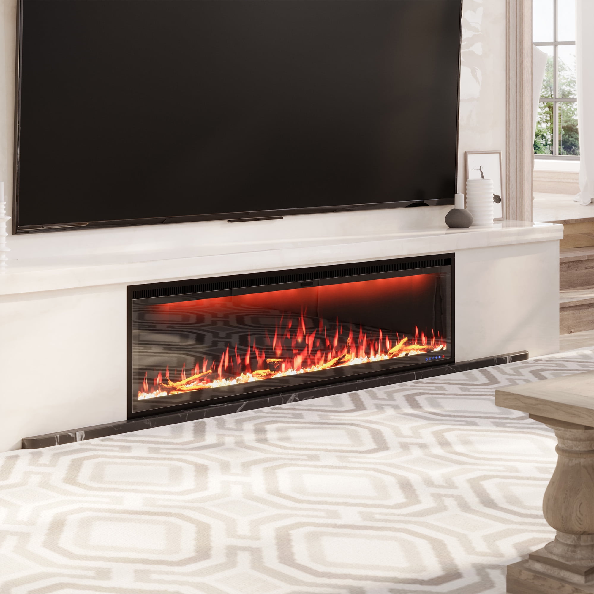 Modern 42-88" Recessed Wall-Mounted Control Electric Fireplace ...