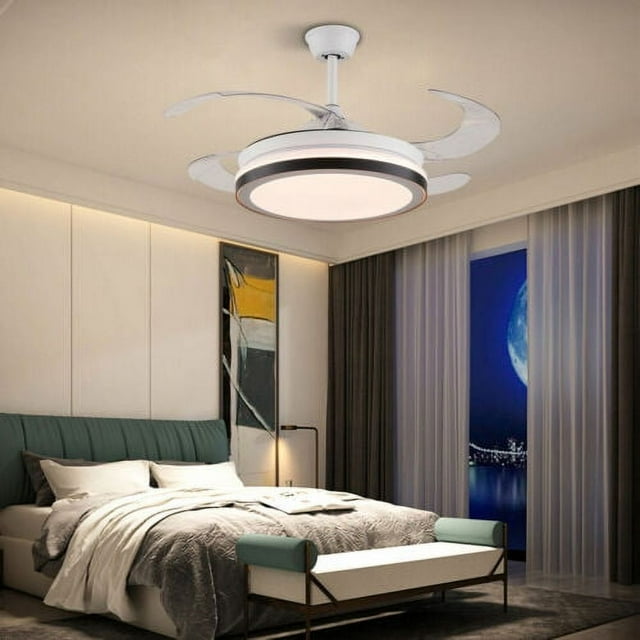 Razaban 42'' Ceiling Modern LED Bedroom Chandelier Ceiling Fan with ...