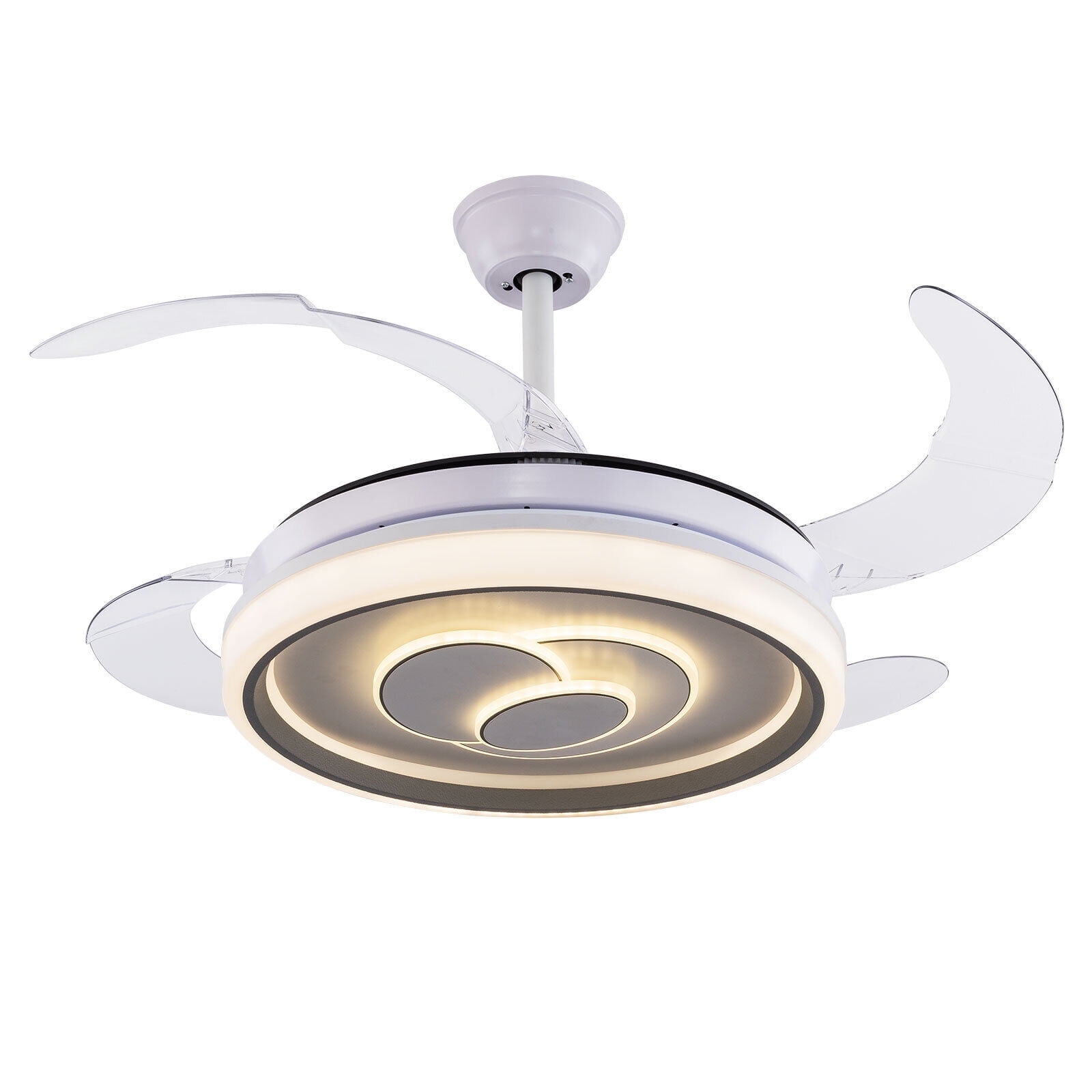 Modern 42" Retractable Reversible LED Indoor Ceiling Fan w/ Light ...