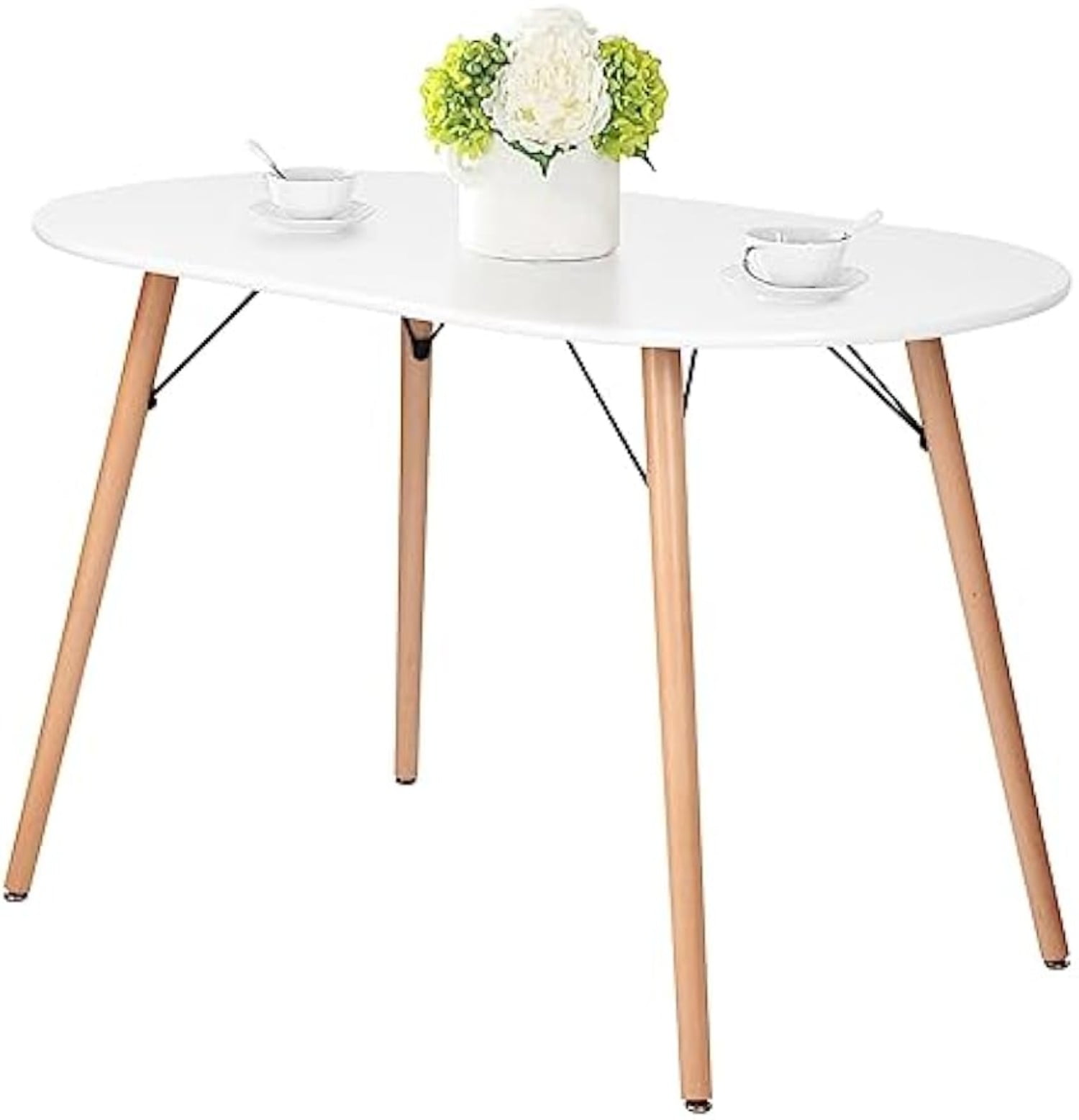 Modern 47.2 Inch Oval Dining Table for 4-6 People, Functional White ...