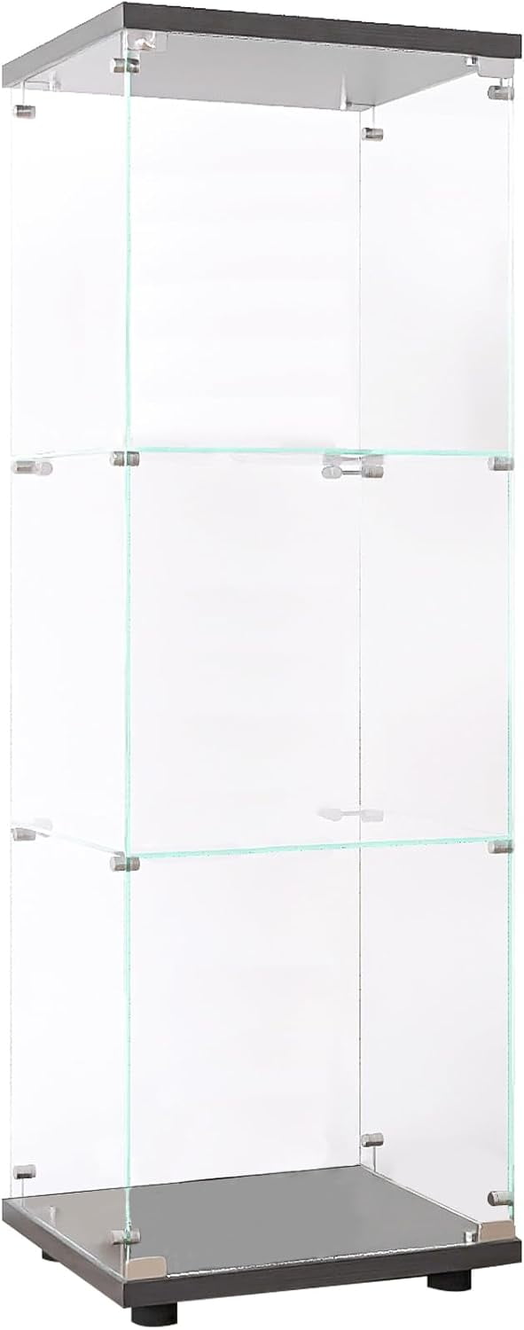 Modern 49'' Contemporary 3-Shelf Case Glass Display Cabinet in Clear ...