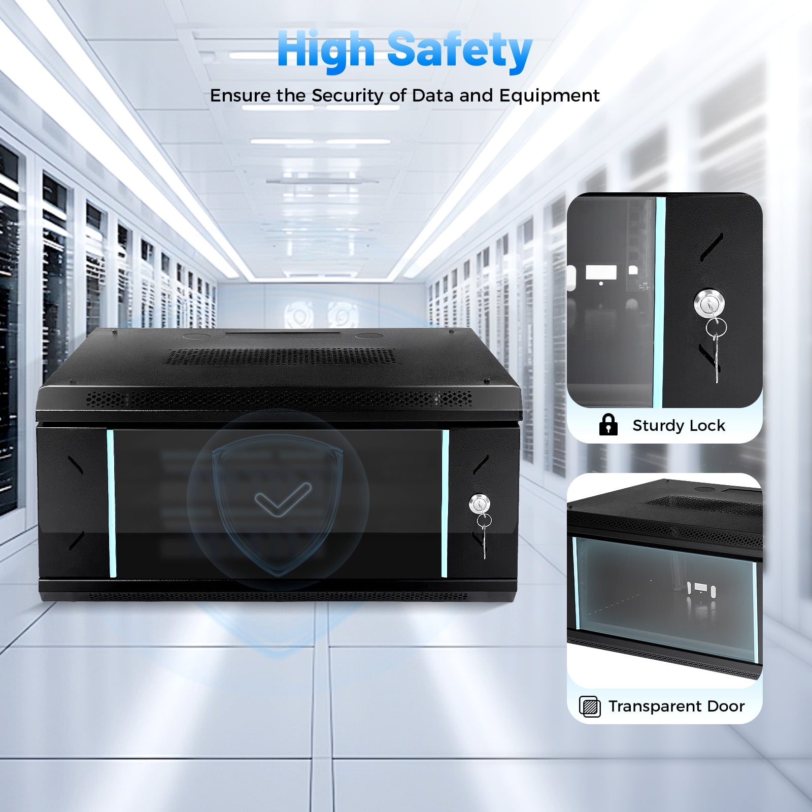 Modern 4U Wall-Mount Server Rack Cabinet - Electrostatic Plastic ...