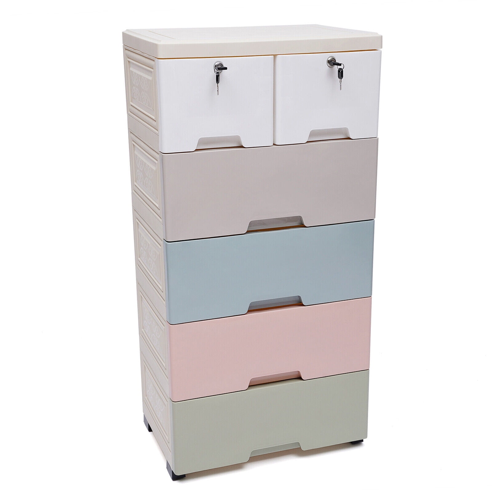 Modern 5-Layer Plastic Clothes Drawer Cupboard Stackable Storage ...