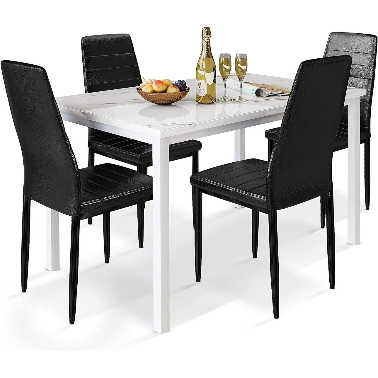 Modern 5-Piece Kitchen Dining Set, Counter Height Dinette Set with ...