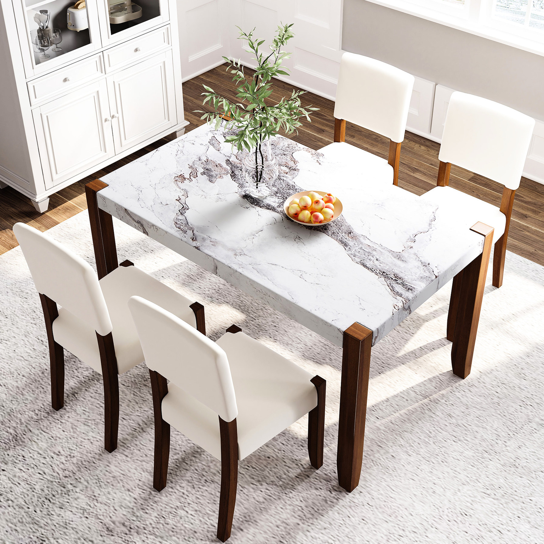 Modern 5-Piece Set, Solid Wood, Ergonomic Chairs - Can Be Dining, Work ...