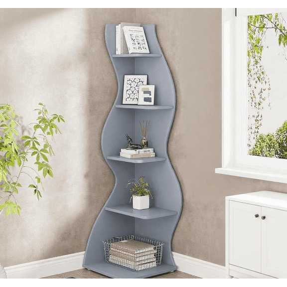 Corner Shelf, Modern 5-Tier Wall Corner Bookshelf, Stylish Corner Small ...