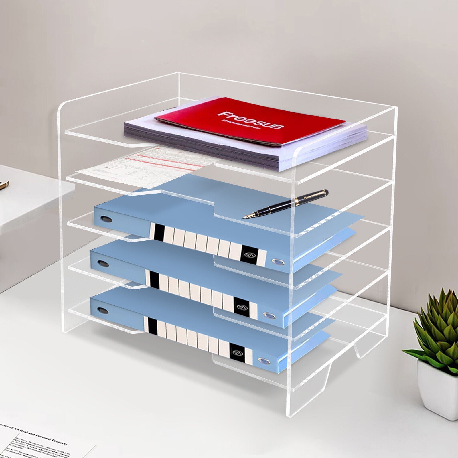 Modern 5-Tier Desk Organizer Paper Tray File Storage Paper Tray File ...