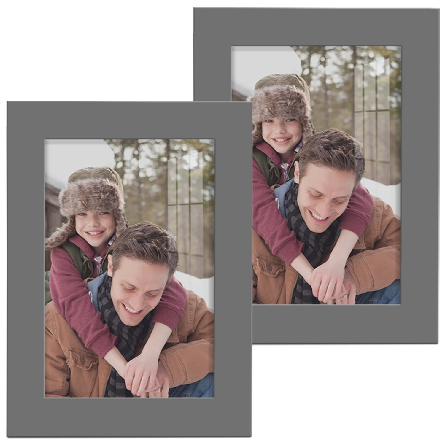 Modern 5 in. x 7 in. Grey Picture Frame (Set of 2) - Walmart.com