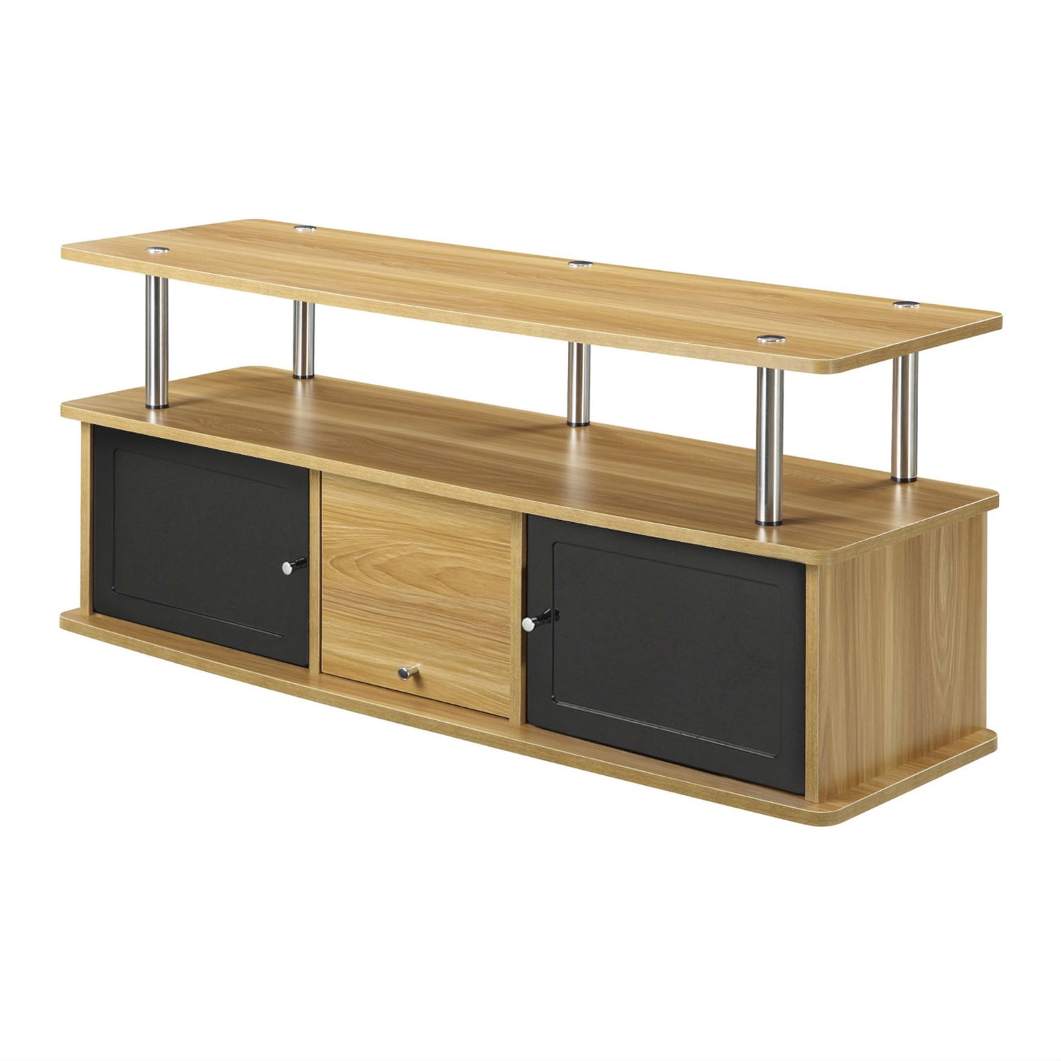 Modern 50-inch TV Stand in Light Oak / Black Wood Finish - Walmart.com