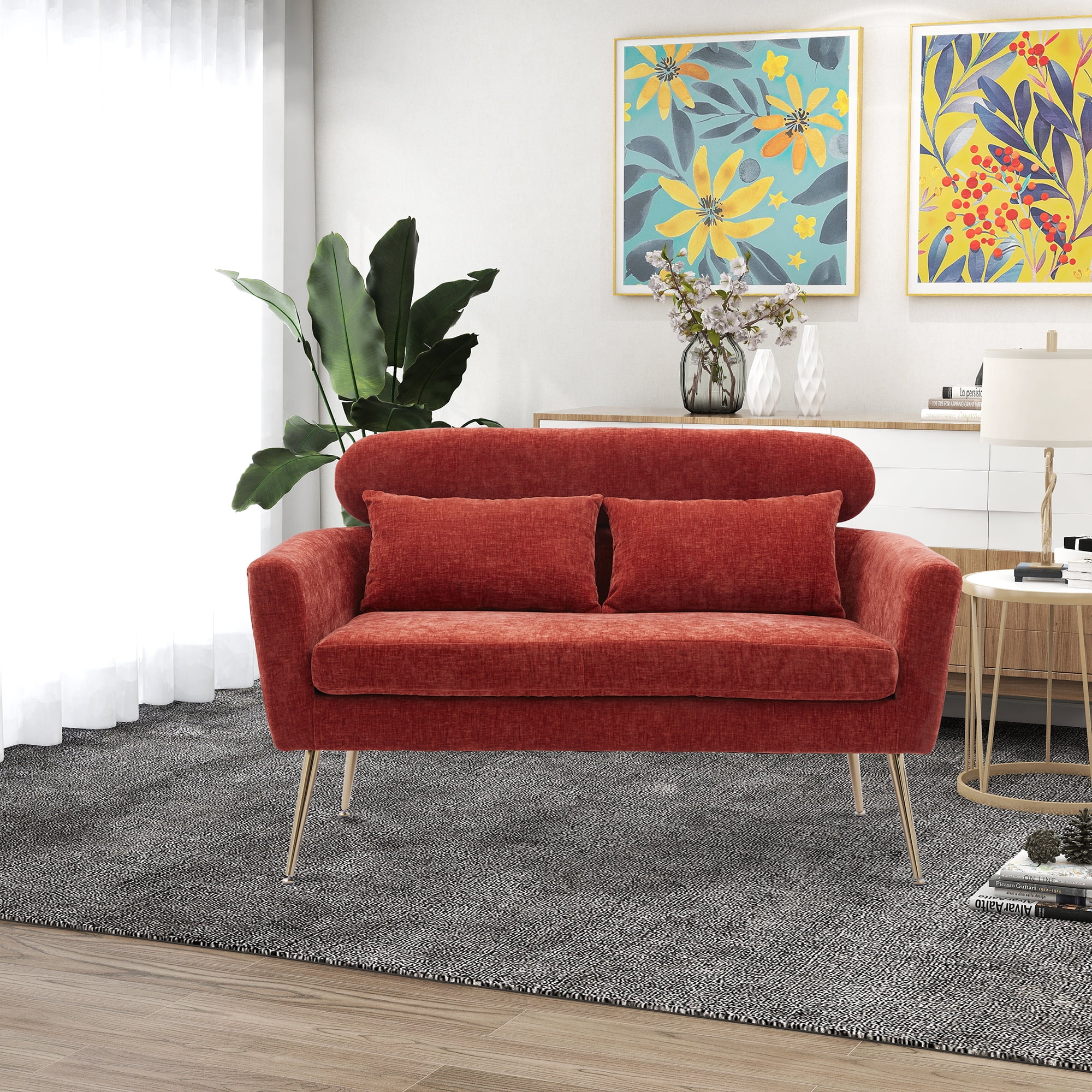 Modern 51" Loveseat Sofa, Upholstered Two-Seater Sofa Couch , Living ...