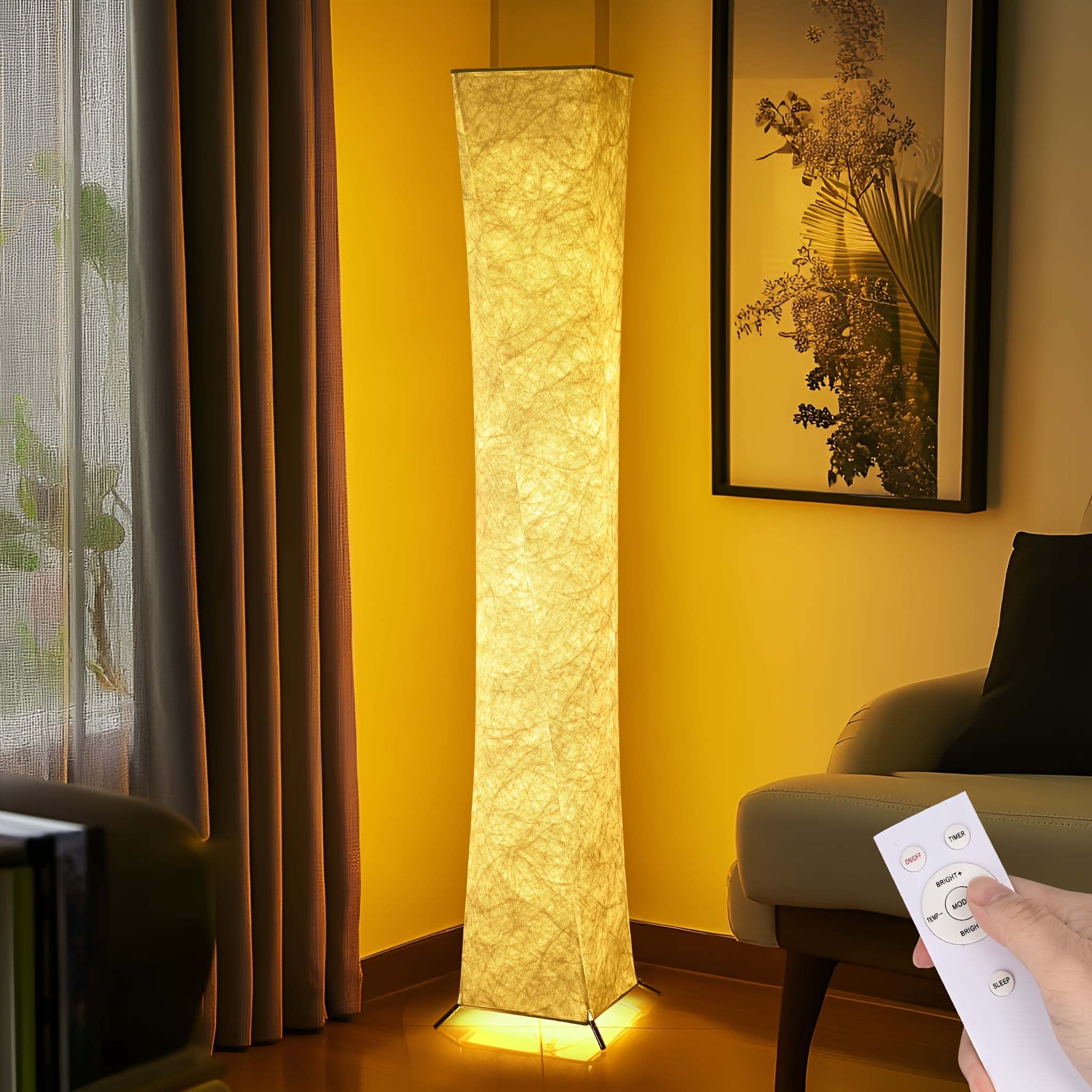 Modern 52" LED Floor Lamp w/Remote - Adjustable 3000K Warm Light, USB ...
