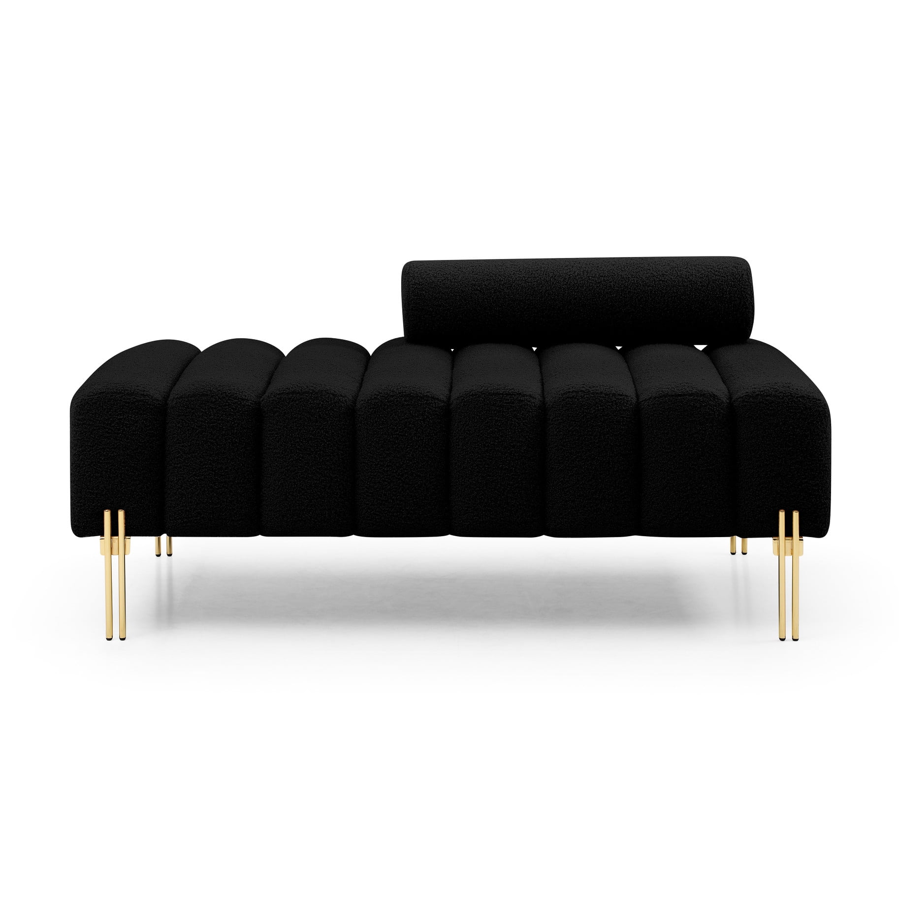 Modern 53.2" Width Footrest Bench With Fuzzy Fabric, 2 Seater Couch ...