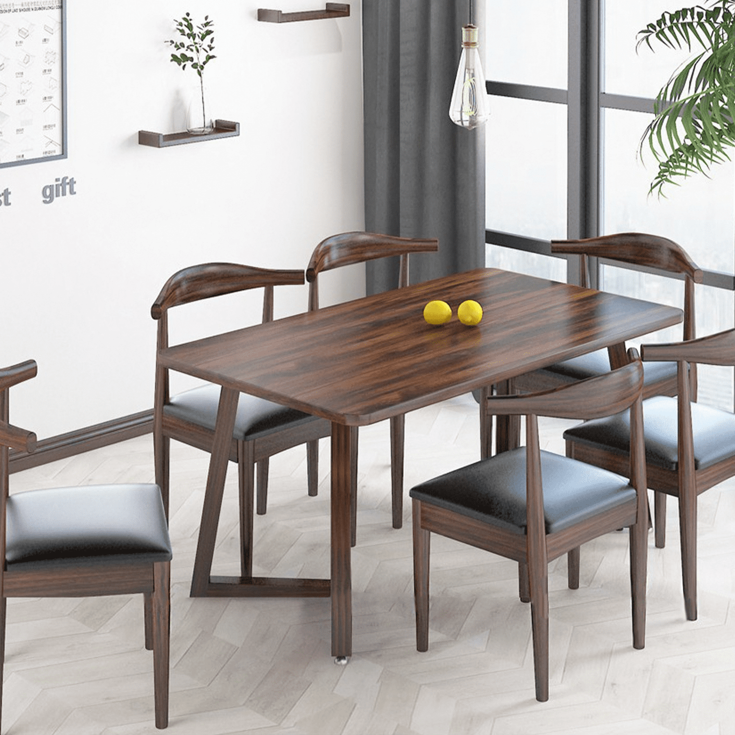 "TY ARTS & CULTURE 55"" Brown Solid Wood Dining Table for Small Kitchen ...