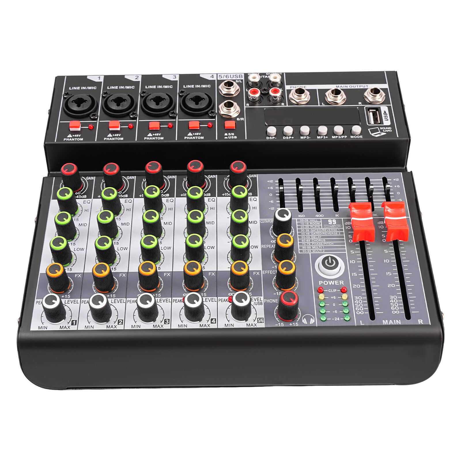 Modern 6-Channel Professional Mixer DJ Audio Mixer with 99 Sound ...