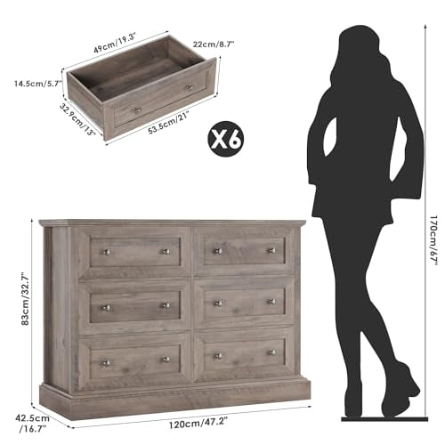 Modern 6 Drawer Double Dresser, Wood Dresser Chest, Wide Chest of ...