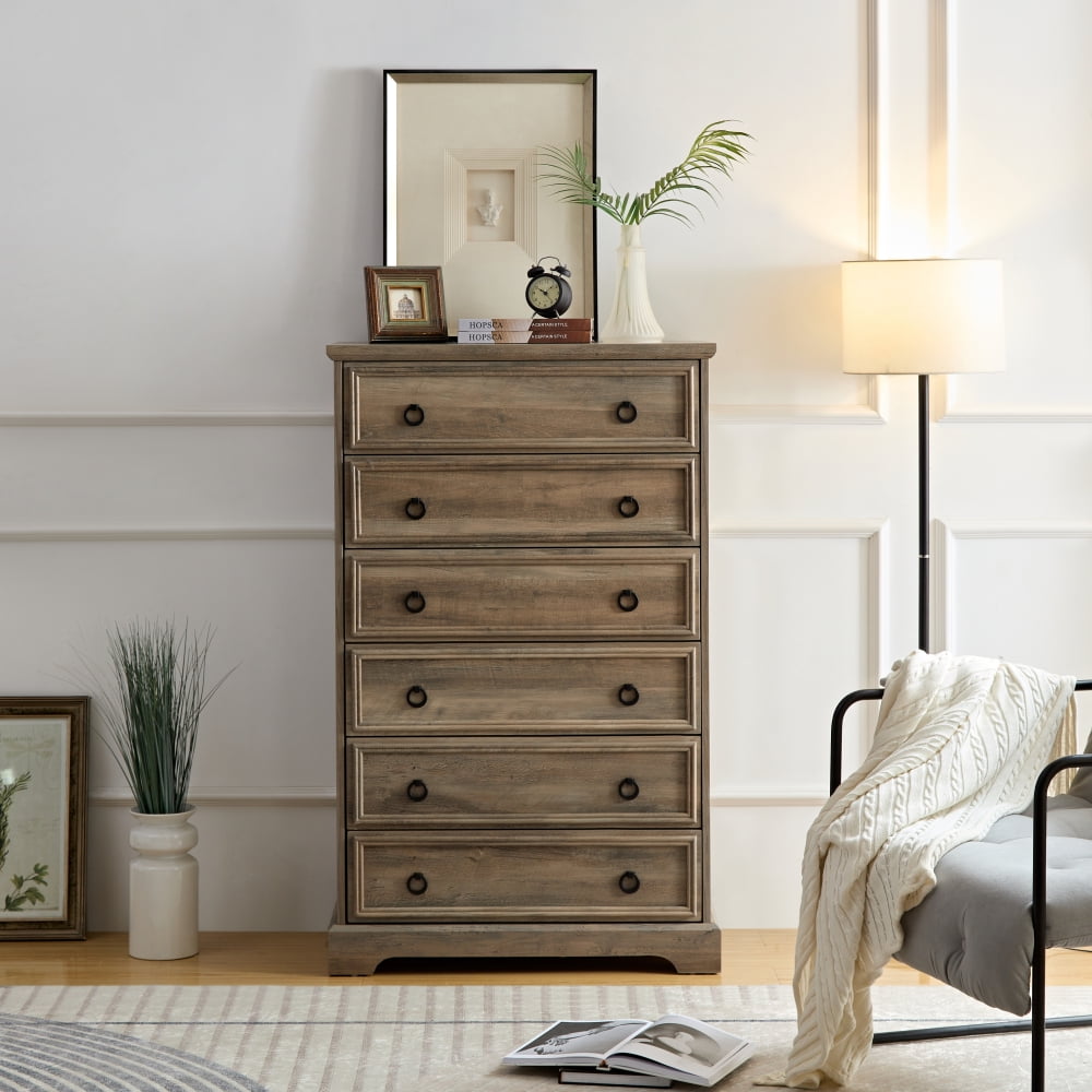 Modern 6 Drawer Dresser, Dressers for Bedroom, Tall Chest of Drawers ...