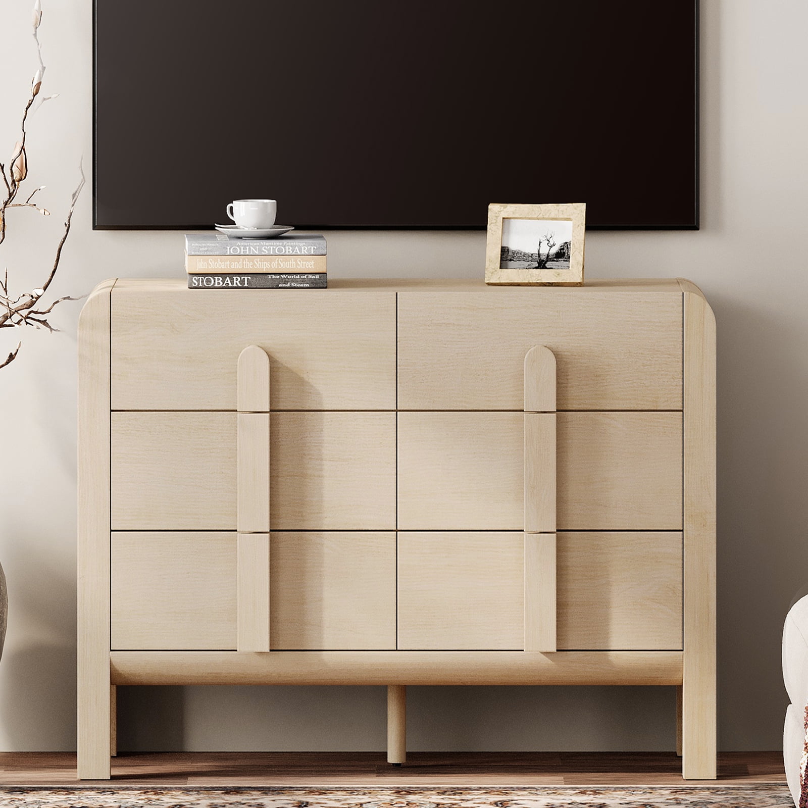 Modern 6 Drawer Dresser TV Stand for 55 Inch TV, Entertainment Center ...