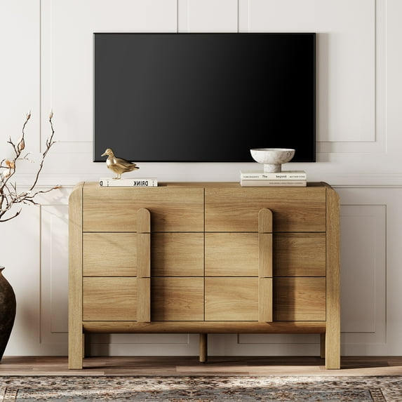Modern 6 Drawer Dresser TV Stand for 55 Inch TV, Entertainment Center ...