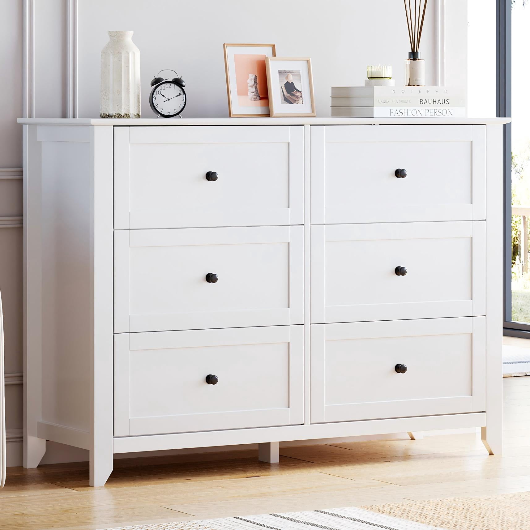 Modern 6 Drawer Dresser for Bedroom - Farmhouse Wood Storage Cabinet ...