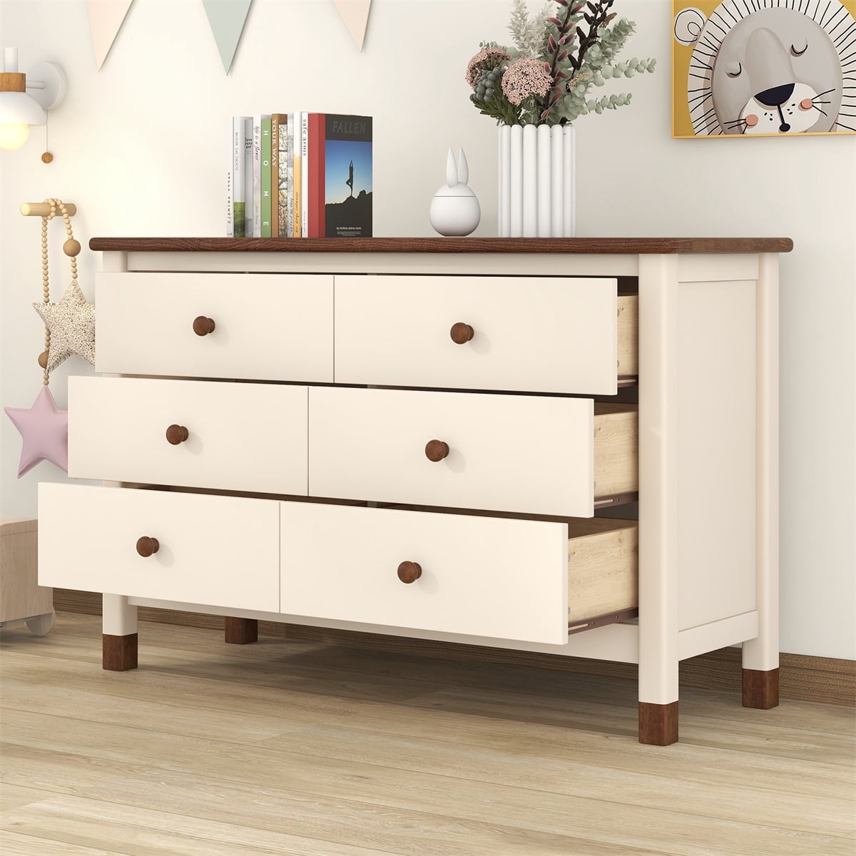Modern 6 Drawers Dresser,Wooden Dresser Chest of Drawers,Wood Storage ...