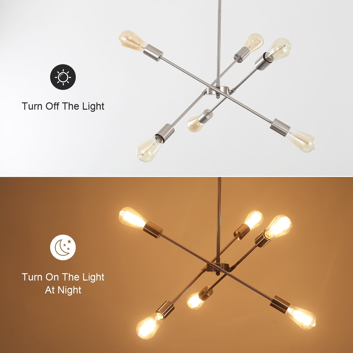 Modern 6-Light Sputnik Linear Chandelier, Modern Sputnik Sphere ...
