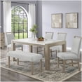 Modern 6-Person Dining Set with Faux Marble Tabletop, Light Oak Finish ...