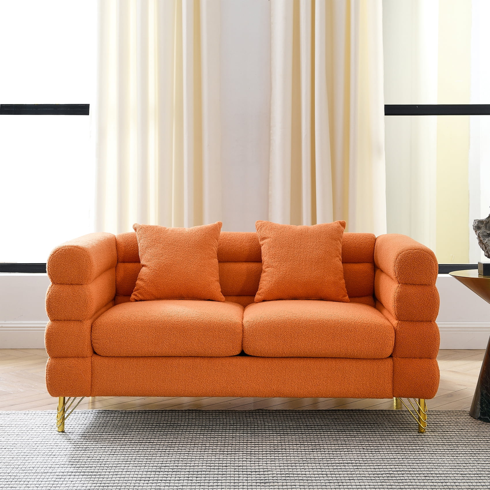 Modern 60 Inch Sectional Sofa - 2 Seater Deep Seat Design with Plush ...