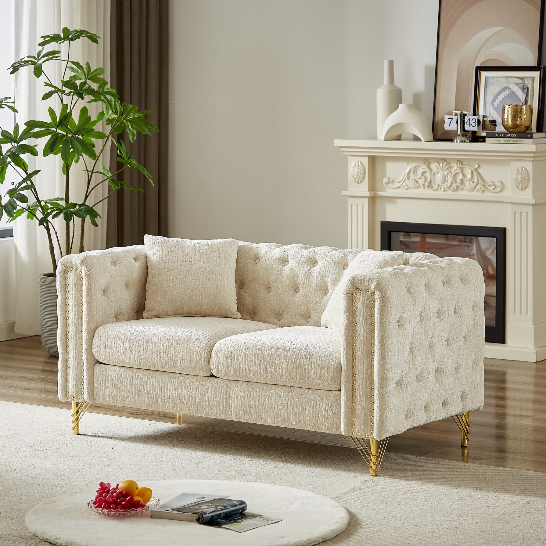 Modern 60" Loveseat Sofa Couch for Living Room, Button Tufted Comfy ...